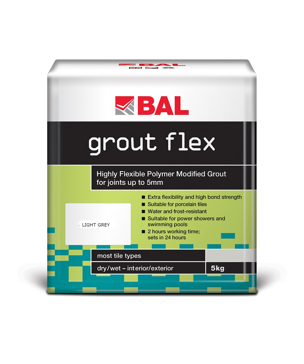 BAL Grout Flex Light Grey 5kg | Topps Tiles