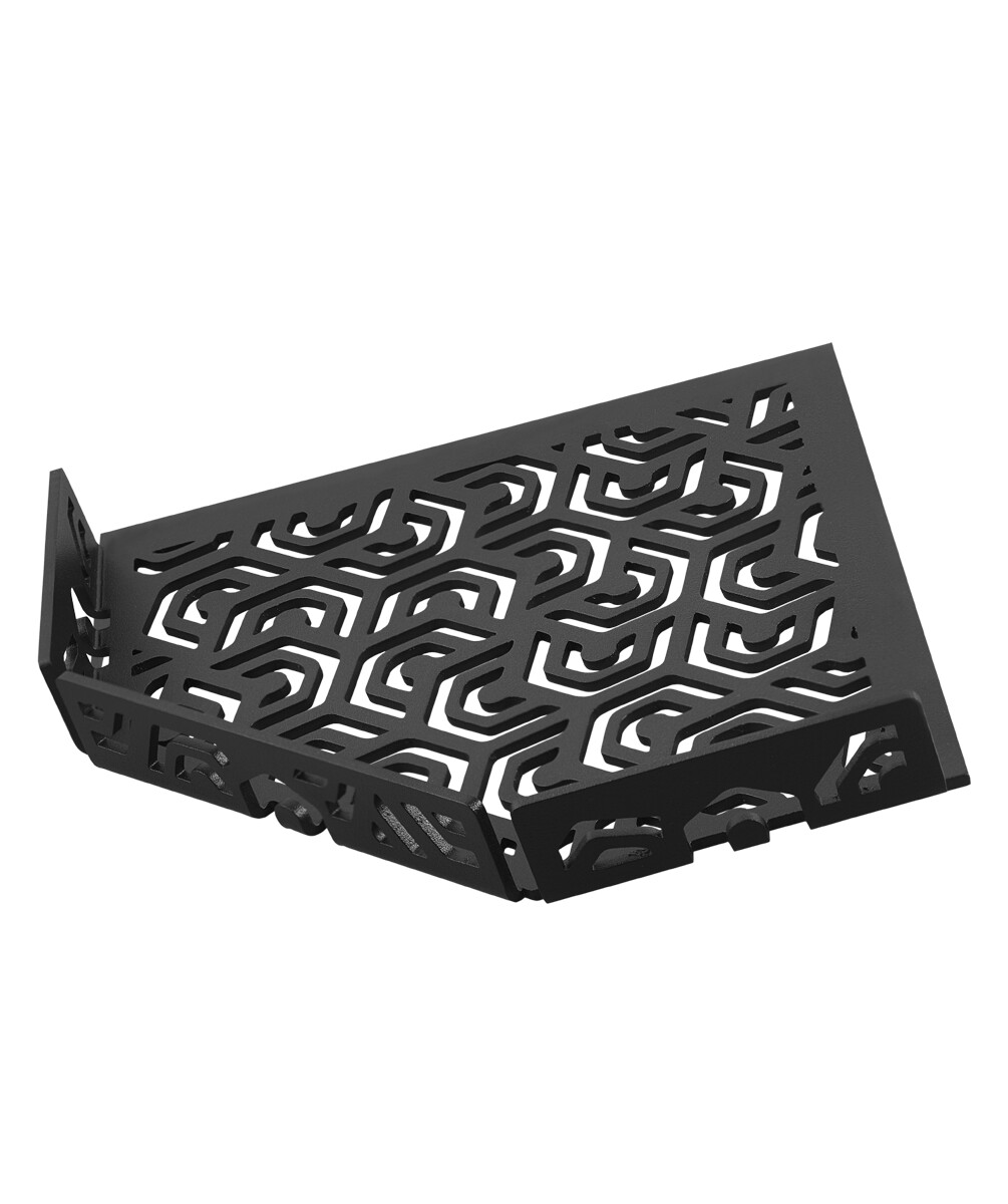 Dural Pentagonal Patterned Corner Shelf with Railing and Hanger Black ...