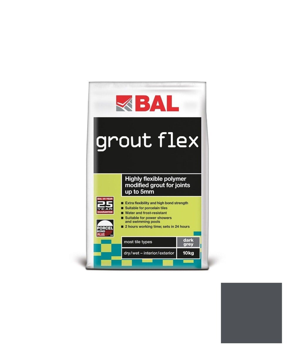 BAL Grout Flex Dark Grey 10kg | Topps Tiles