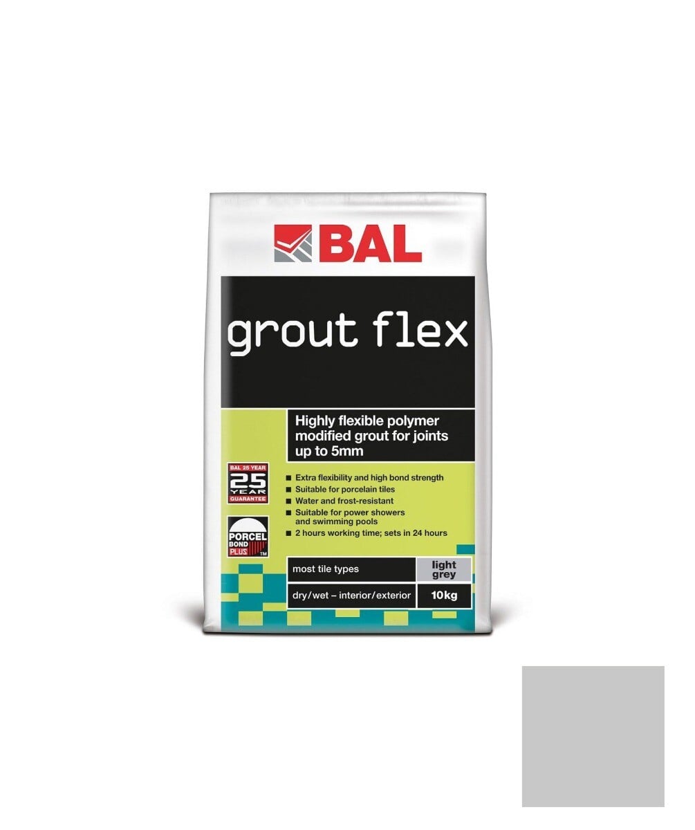 BAL Grout Flex Light Grey 10kg | Topps Tiles