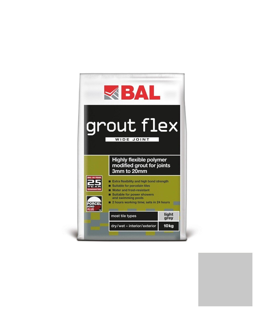 BAL Grout Flex Wide Joint Light Grey 10kg | Topps Tiles