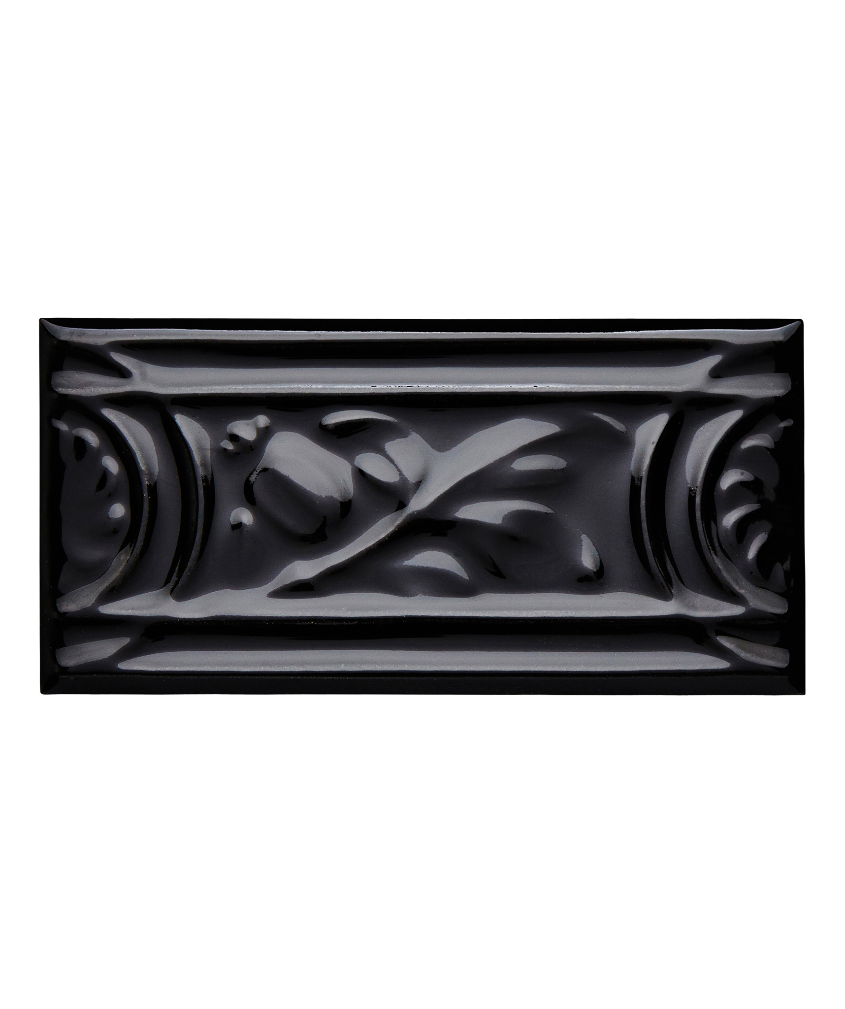 Minton Hollins Black Rolling Leaf Tile | Topps Tiles