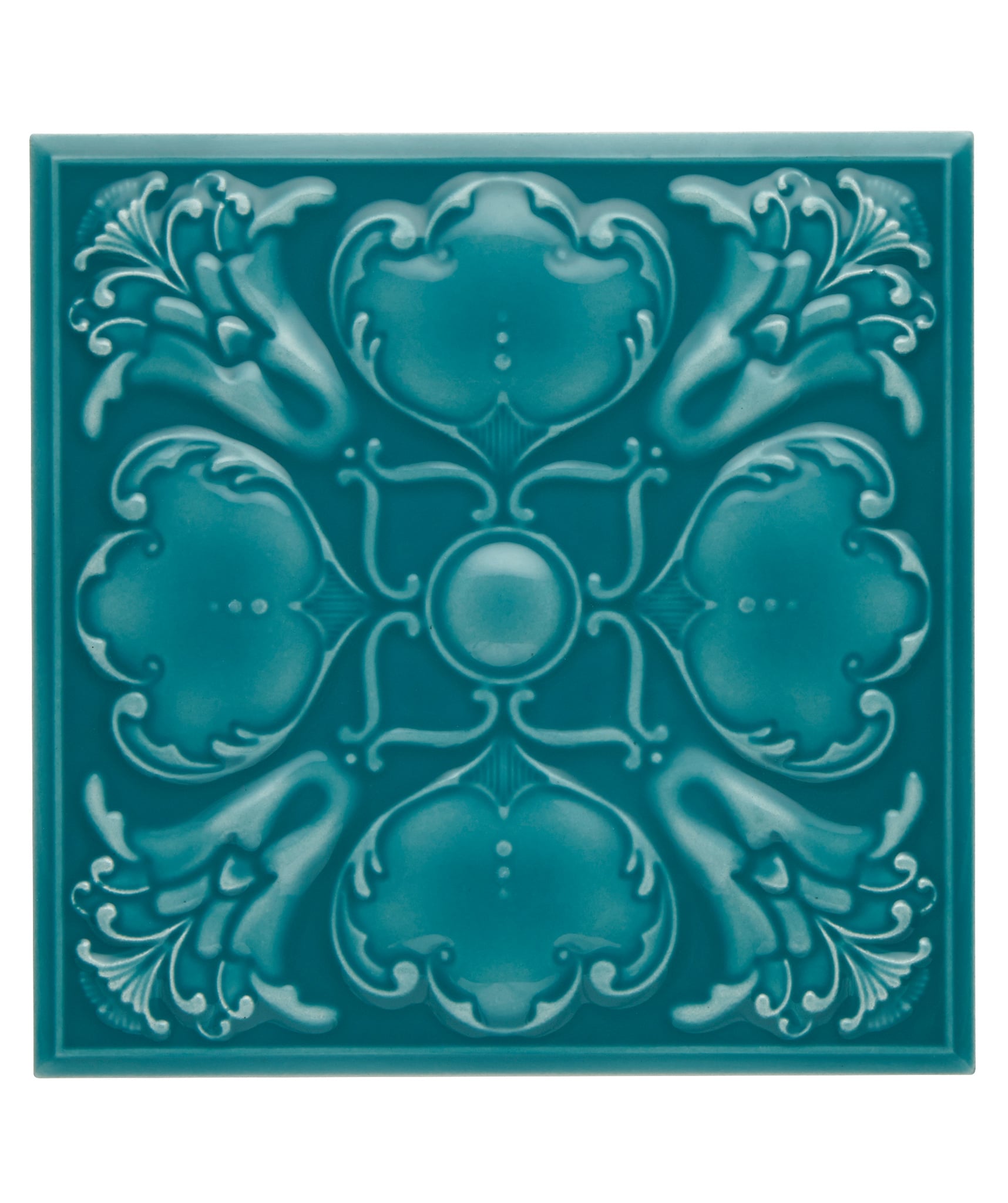 Minton Hollins Roker Teal Ripple Decor Tile | Topps Tiles