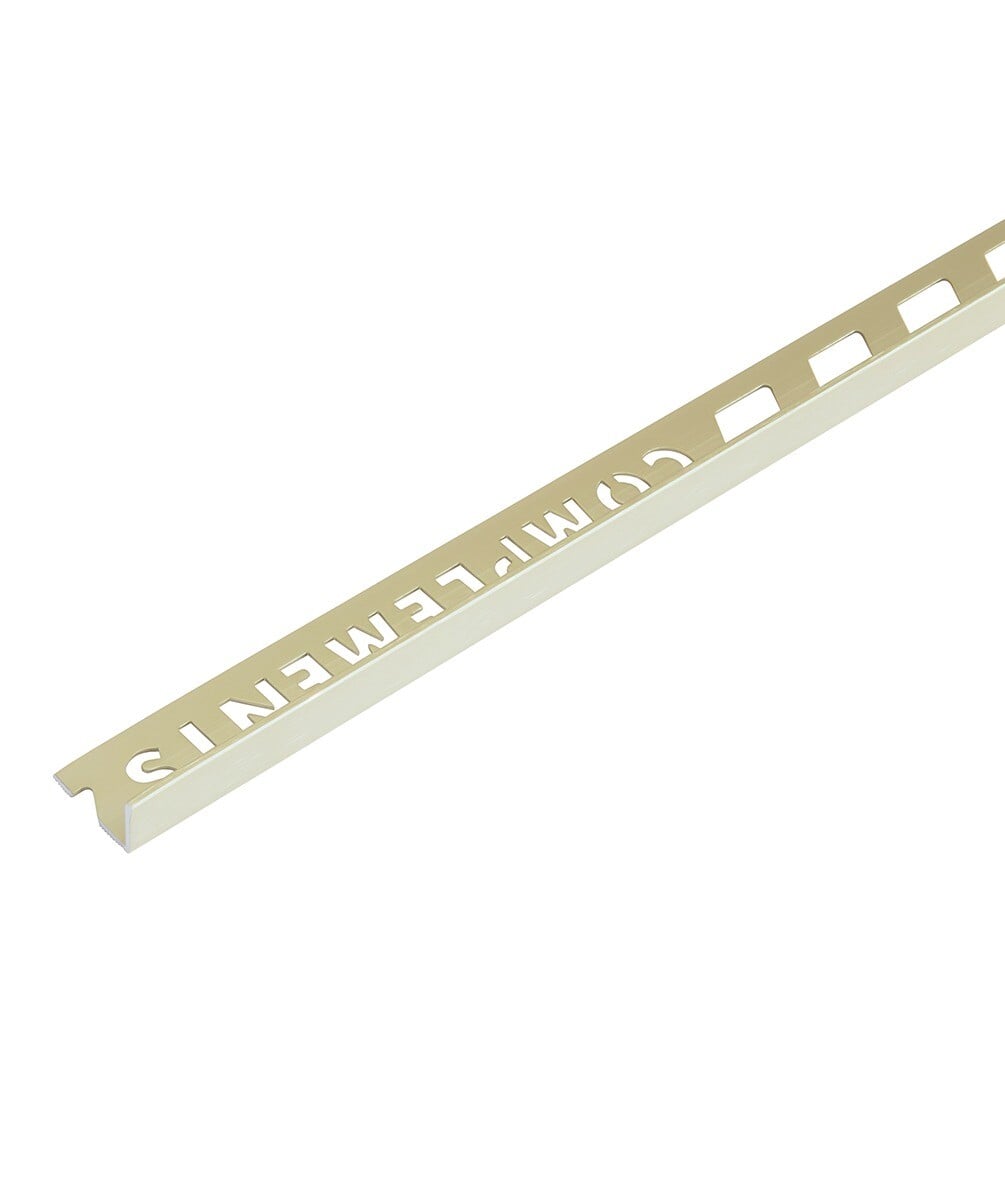 Complements™ Brushed Light Gold Straight Edge 10mm Trim | Topps Tiles