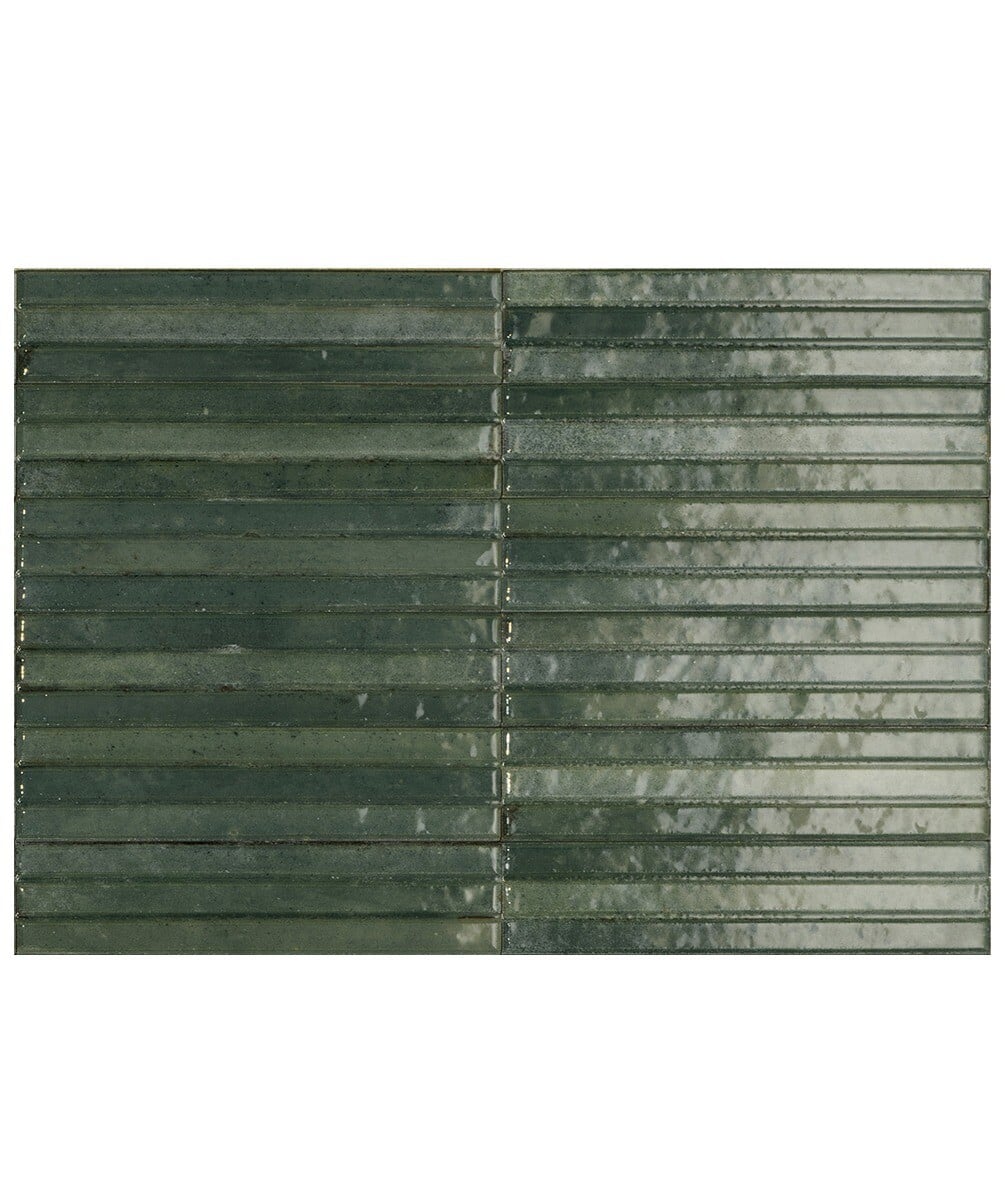 Zellica™ Flute Forest Green Tile (6cm x 24cm) | Topps Tiles